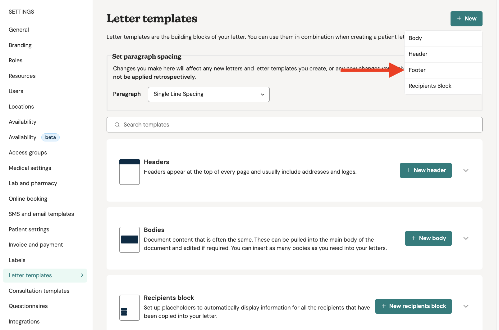 Letters: Managing Headers and Footers